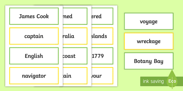Captain James Cook Word Cards (teacher made) - Twinkl
