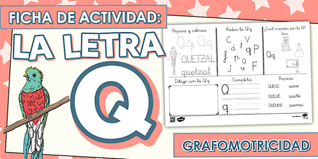Ficha de actividad: La letra Q - Grafomotricidad