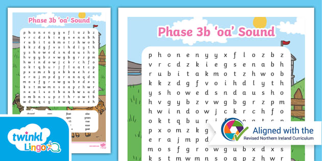 Northern Ireland Linguistic Phonics Phase 3b 'oa' Sound Word Search
