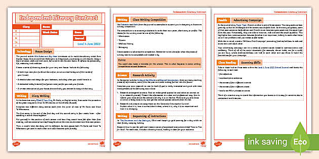 L4 June 2023 Independent Learning Contract (teacher made)