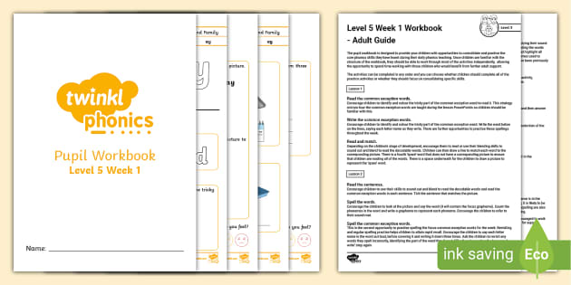 Level 5 Week 1 Phonics Workbook - Primary Resources - Twinkl