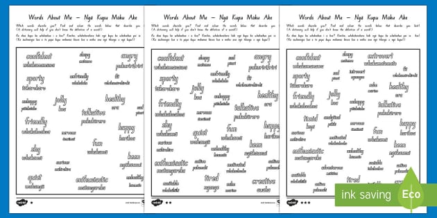 Back to School Words About Me Te Reo Māori Worksheet / Worksheet