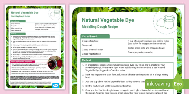 Natural Vegetable Dye Modelling Dough Recipe (Teacher-Made)
