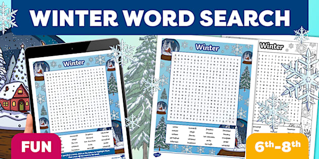 Winter Word Search for 6th-8th Grade (teacher made) - Twinkl