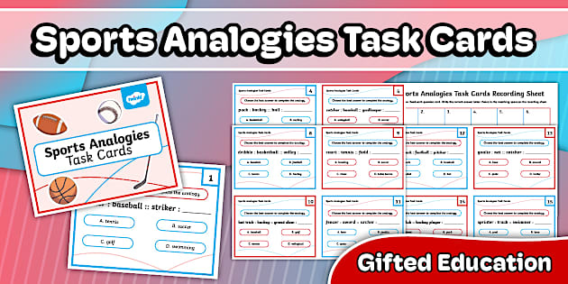 Simple Sports Analogies Task Cards for Gifted Education