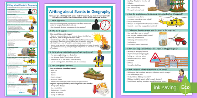 Writing about Events in Geography Display Poster