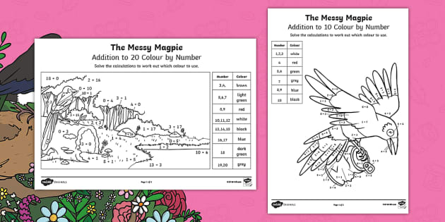 The Messy Magpie Addition Colour by Number