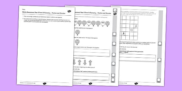 Year 2 Maths Assessment Geometry Position and Direction Term 3