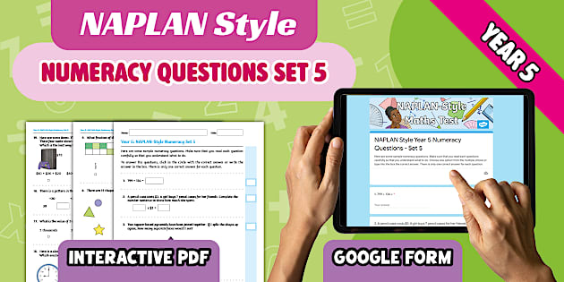 NAPLAN Style Year 5 Numeracy Questions Digital Form - Set 5