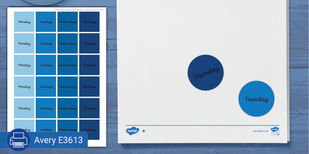 Days of the Week | Blue Colour | Stickers (teacher made)