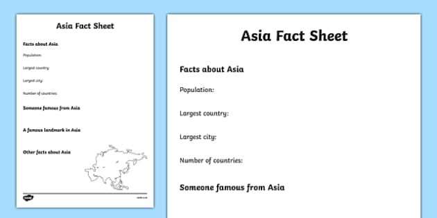 Asia Factsheet Writing Template (teacher made) - Twinkl