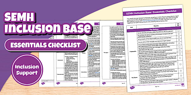 SEMH Inclusion Base: Essentials Checklist