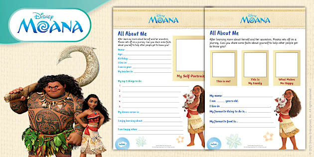 Moana: All About Me Worksheets