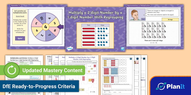 👉 Y3 Multiply a 2-Digit Number by a 1-Digit Number with Regrouping PlanIt