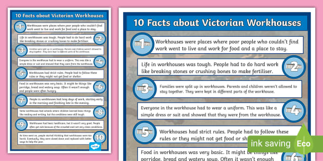 10 Facts about Victorian Workhouses Display Poster - Twinkl