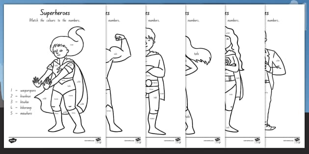 New Zealand Superheroes Colours and Numbers Activity Te Reo Māori