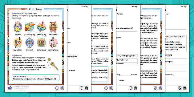 The Old Toy Room: Old Toys Differentiated Reading Comprehension Activity