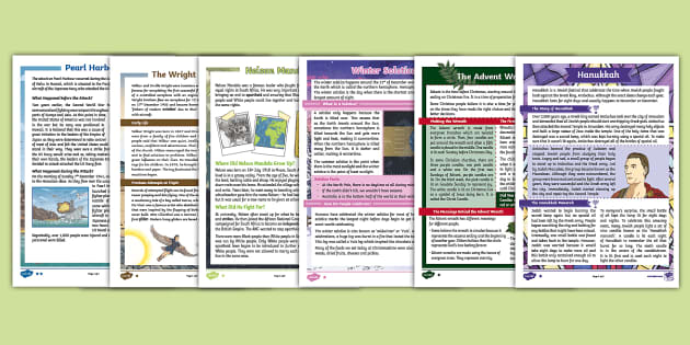 UKS2 December Differentiated Reading Comprehension Activity Pack