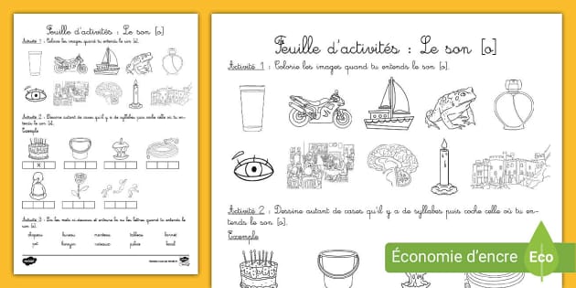 Feuille d'activités : Le son [o] - Twinkl