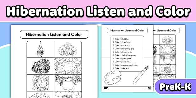 Hibernation Listen and Color Activity for PreK-K