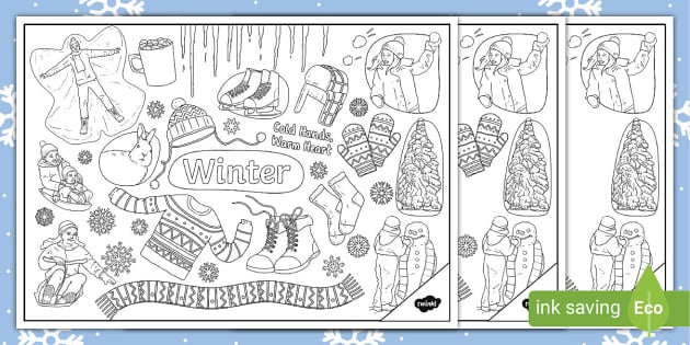 Winter Doodle Colouring Pages (Hecho por educadores)