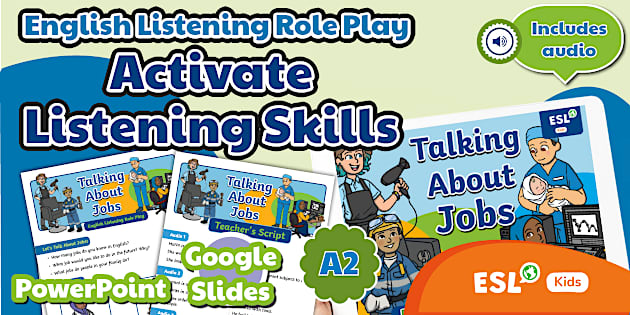 ESL English Listening Role Play: Talking About Jobs [Kids, A2]