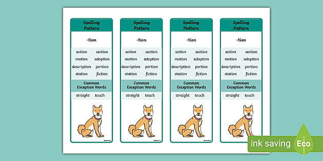 -tion Spelling Bookmarks (teacher made) - Twinkl