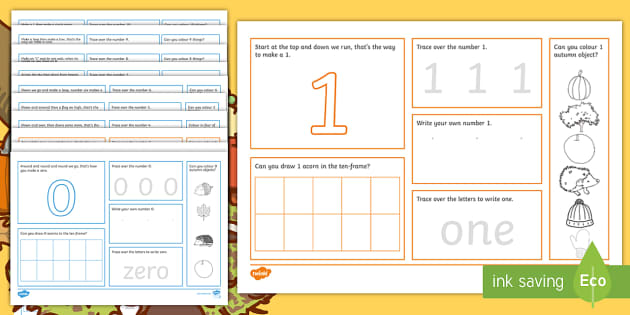 Autumn-Themed Number Formation Mats 0 to 10 Activity Pack