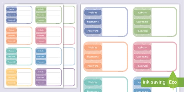 👉 Password Login Details Template - Twinkl - Computing UK