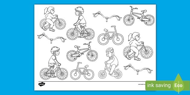 Bicycle Doodle Colouring Page (teacher made) - Twinkl