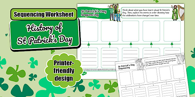 History of St Patrick's Day Sequencing Worksheet