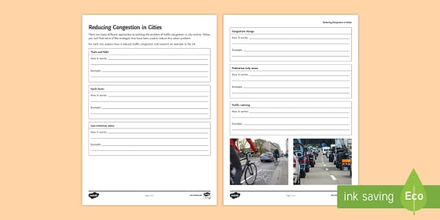 Reducing Congestion in Cities Worksheet / Worksheet - Secondary - Geography