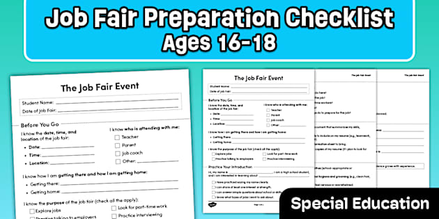Job Fair Preparation Checklist for Special Education | Ages 16-18