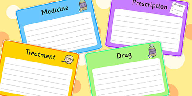Medicines and Health Blank Word Definition Cards - Twinkl