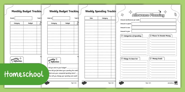 Allowance Budget Tracking Sheets (Lehrer gemacht) - Twinkl