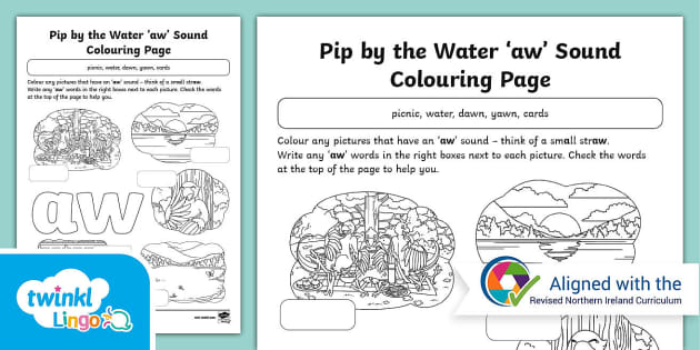 Pip by the Water 'aw' Sound Colouring Page (teacher made)