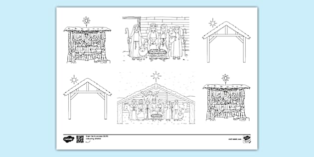 Christmas Stable Doodle Colouring Sheet (teacher made)