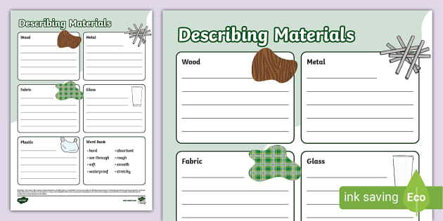 Describing Everyday Materials Fact File Template - Twinkl