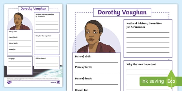 Dorothy Vaughan Fact File Template, Dorothy Vaughan - Twinkl