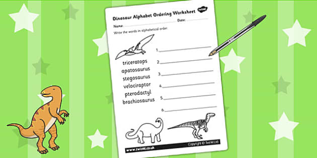 Dinosaur Alphabet Ordering Worksheet (teacher made)