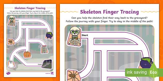* NEW * Halloween Skeleton Finger Tracing Activity - Twinkl