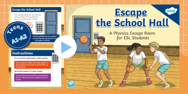 ESL Escape the School Hall Phonics Escape Room - Twinkl