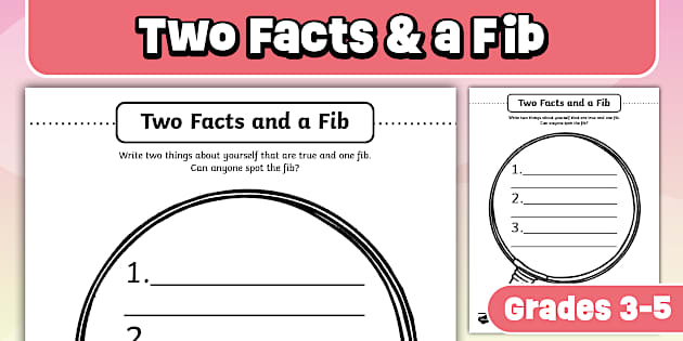 Two Facts and a Fib Icebreaker Worksheet for 3rd-5th Grade