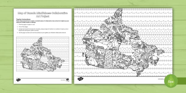 Map of Canada Mindfulness Collaborative Colouring Pages
