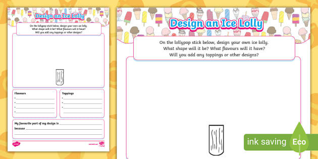 Design an Ice Lolly Activity Sheet,Ice Lolly (teacher made)