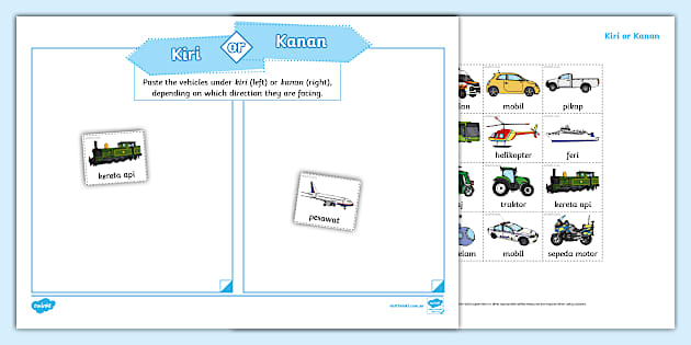 Left or Right Sorting - Indonesian (teacher made) - Twinkl