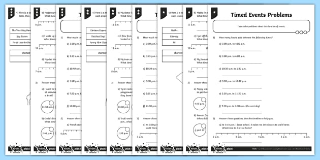 Time Duration Worksheets: Word Problems On Time (PDF)