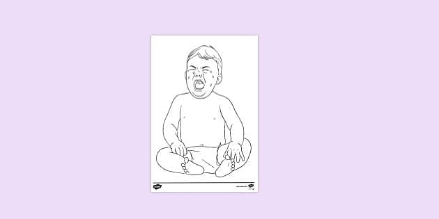 Baby Crying Colouring Sheet | Colouring Sheets | Twinkl