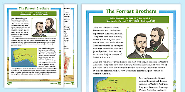 Australian Early Inland Explorers – Forrest Brothers Fact File
