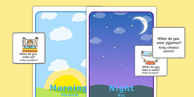 Morning And Night Sorting Activity Polish Translation - Morning And Night